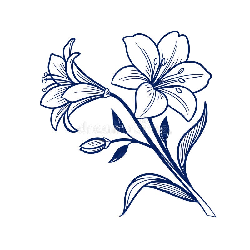 Unique Little Blue Flower Illustration in Bold Style Stock Photo ...