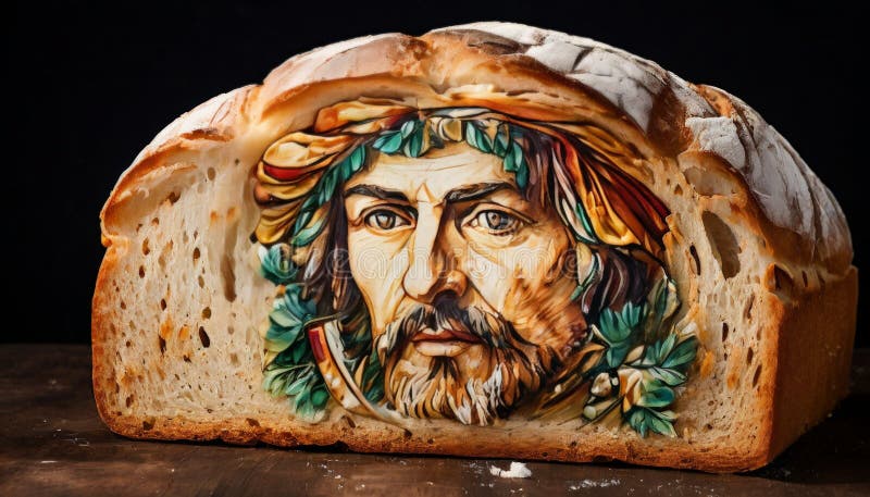 Artistic Bread Loaf with a Painted Renaissance Face Stock Image - Image ...