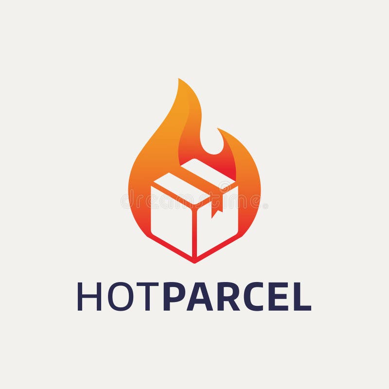 Unique Logo Combination of Flame and Parcel Box Stock Vector ...