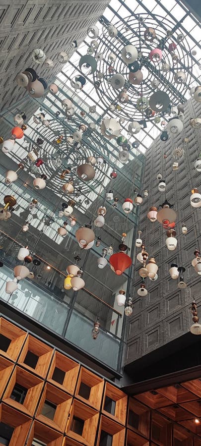 Unique Long Hanging Lamp in Bandung Hotel Stock Image - Image of long ...