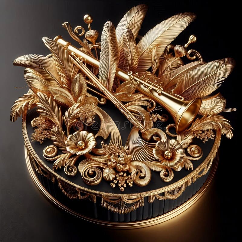 Unique and Luxurious Gold-colored Objects on a Dark Background Stock ...
