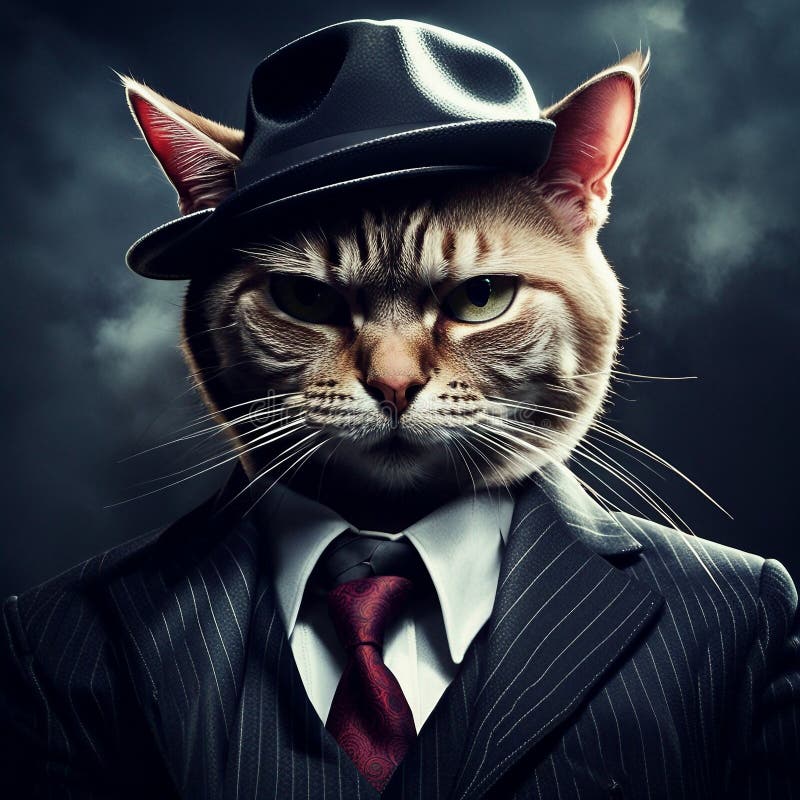 Mafia Boss Cat Character Design Illustration Background Stock ...