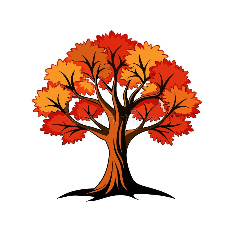 Unique Maple Tree Graphic stock illustration. Illustration of foliage ...