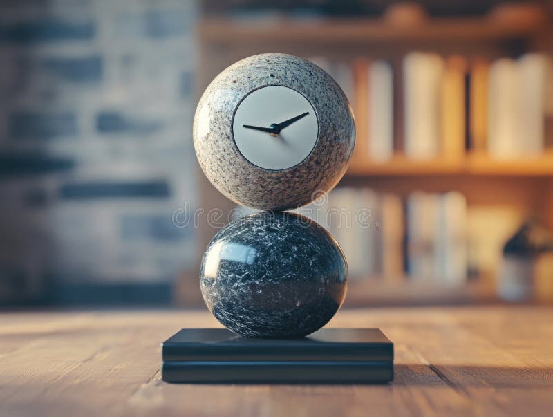 Unique Marble Clock with Sphere Design Stock Image - Image of deadline ...