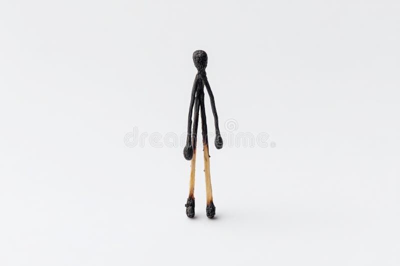 Unique Matchstick Figure Standing Upright on a Plain Background ...