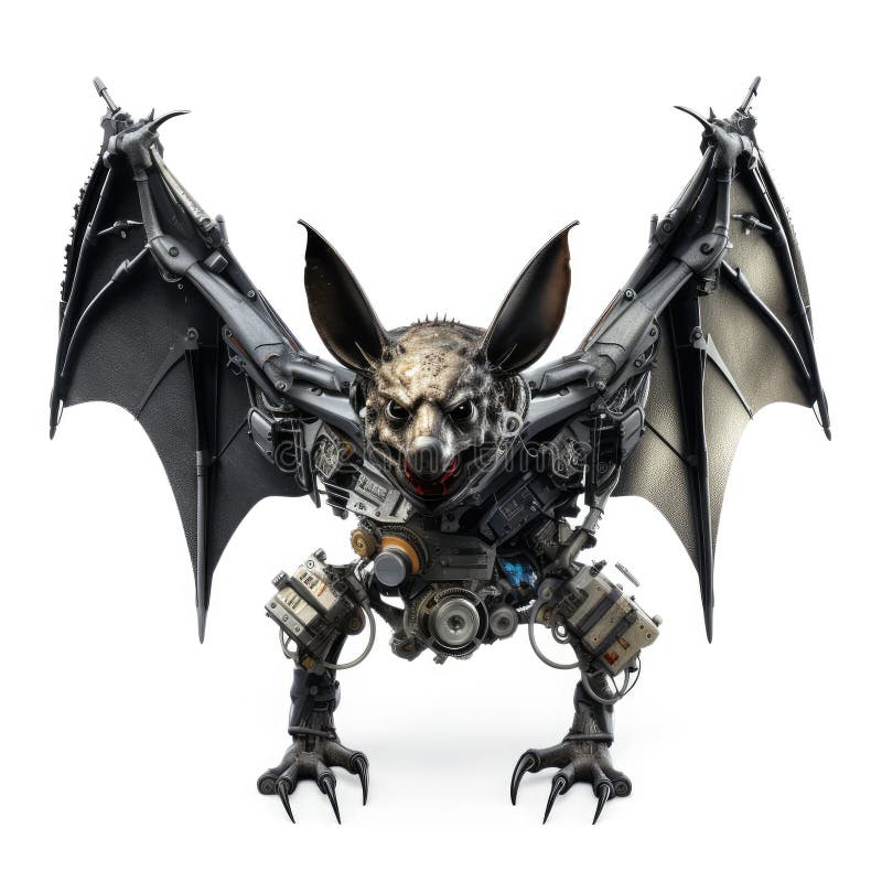 Mechanical Robot Bat with Intricate Design and Robotic Features Stock ...