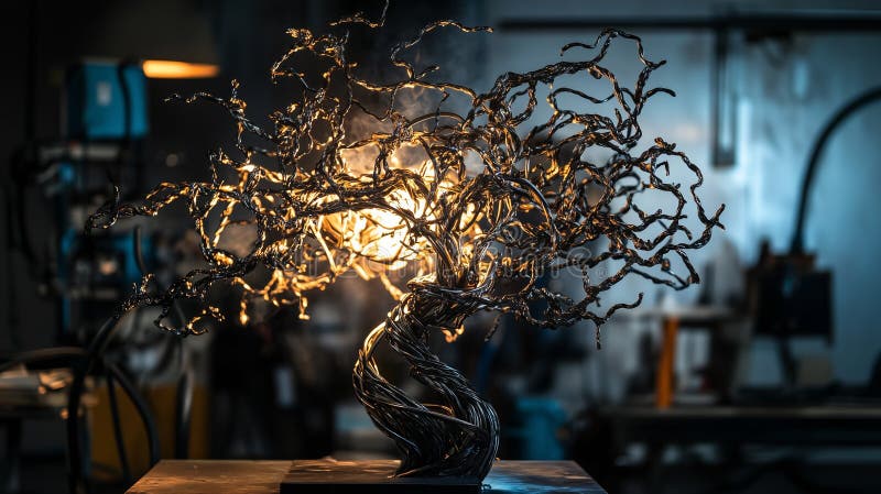 A Unique Metal Sculpture in the Shape of a Tree with Branches, Made ...