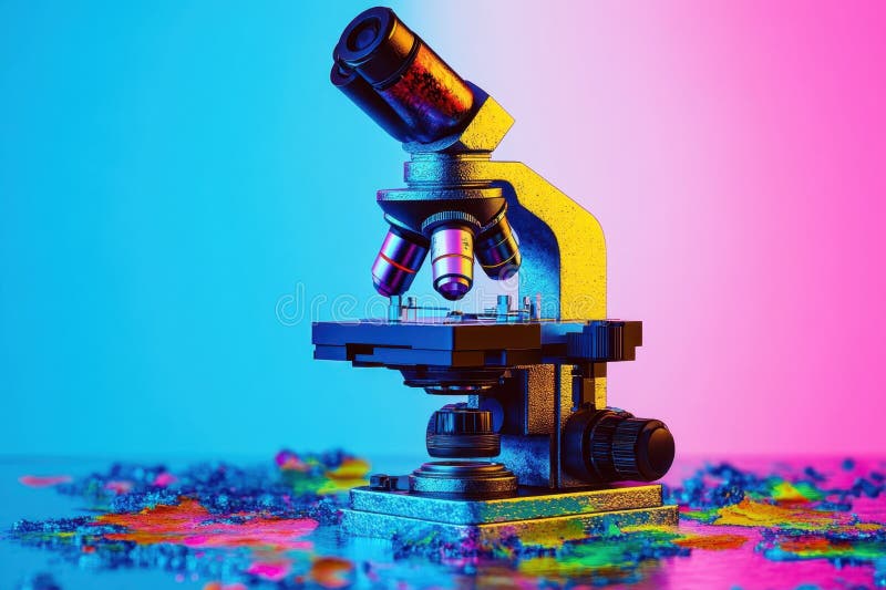 Unique Microscope with Vibrant Background Highlighting Scientific ...