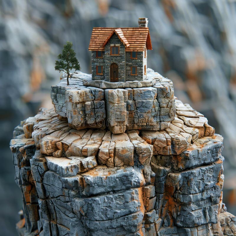 A Unique Miniature House Object on a Beam, Symbolizing Stability and ...