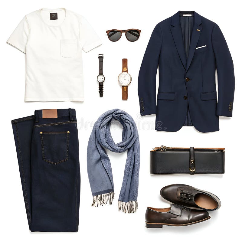 Unique Minimalist Wardrobe Essentials Isolated on White Background ...