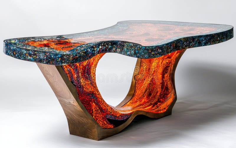 Unique Modern Coffee Table with an Abstract Design and an Iridescent ...
