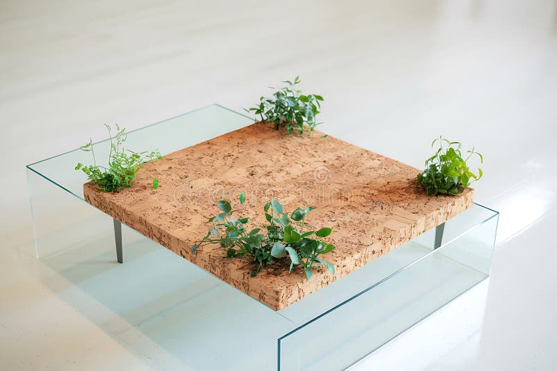Unique Modern Coffee Table with Integrated Planters Stock Illustration ...