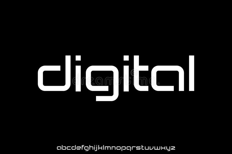 Unique Modern Digital Display Font Vector. Square Typography Style for ...