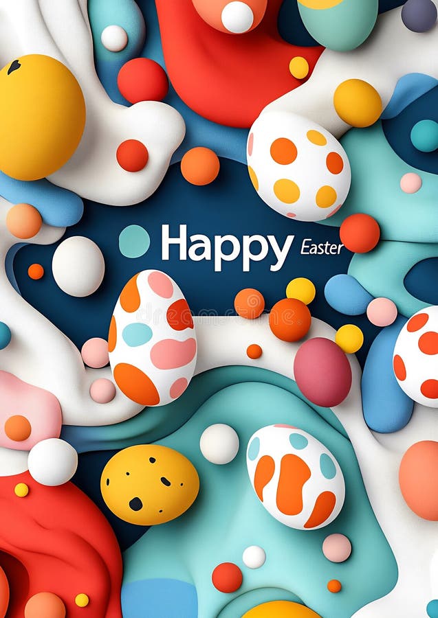 A Unique Modern Easter Card Featuring 3D Abstract Egg Designs and a ...