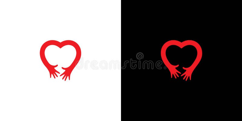 Unique and Modern Hand Combination Heart Logo Design Stock Vector ...
