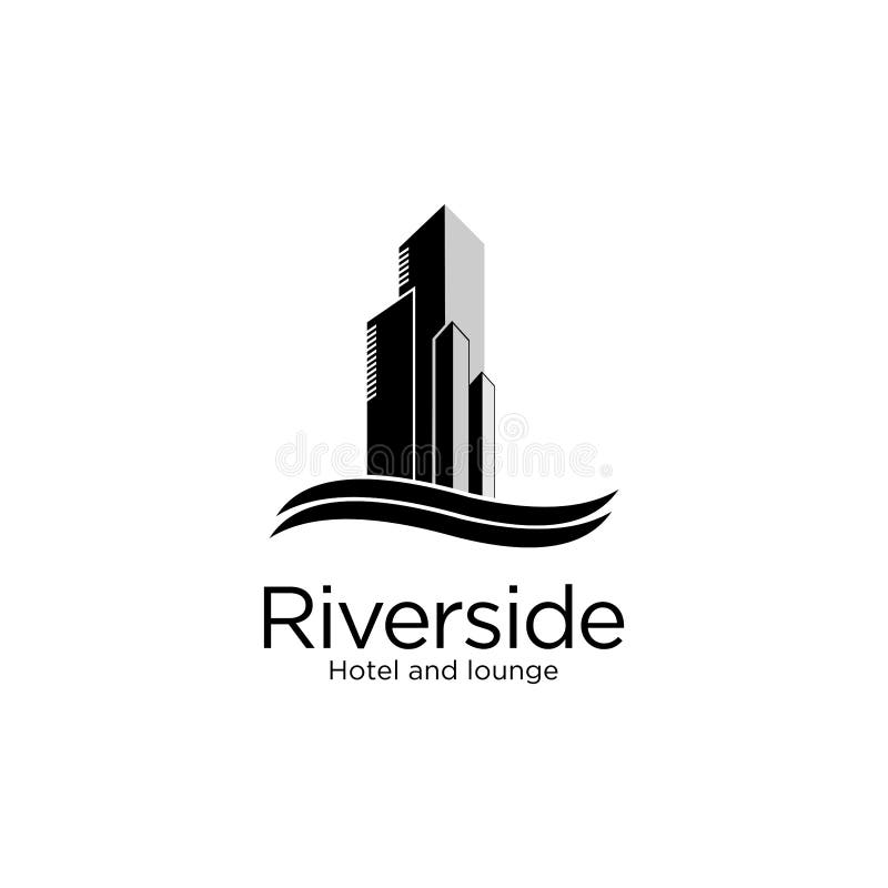 Unique and Modern Hotel Logo Design with River Illustration Stock ...