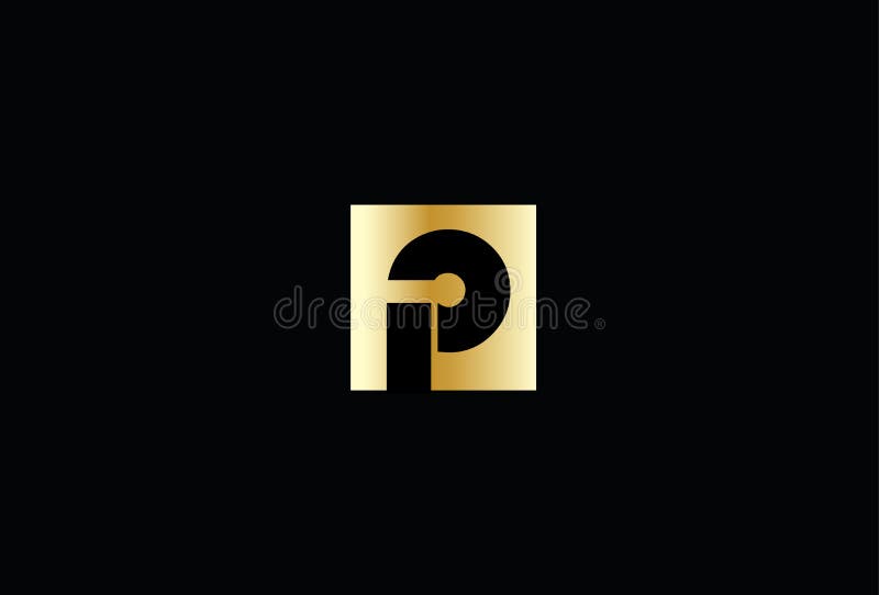 Unique Modern P Initial Black and Gold Color Letter Stock Vector ...