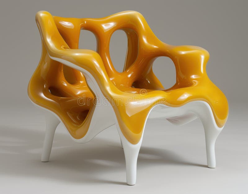 Unique Modern Sculptural Chair in Vibrant Yellow Stock Illustration ...