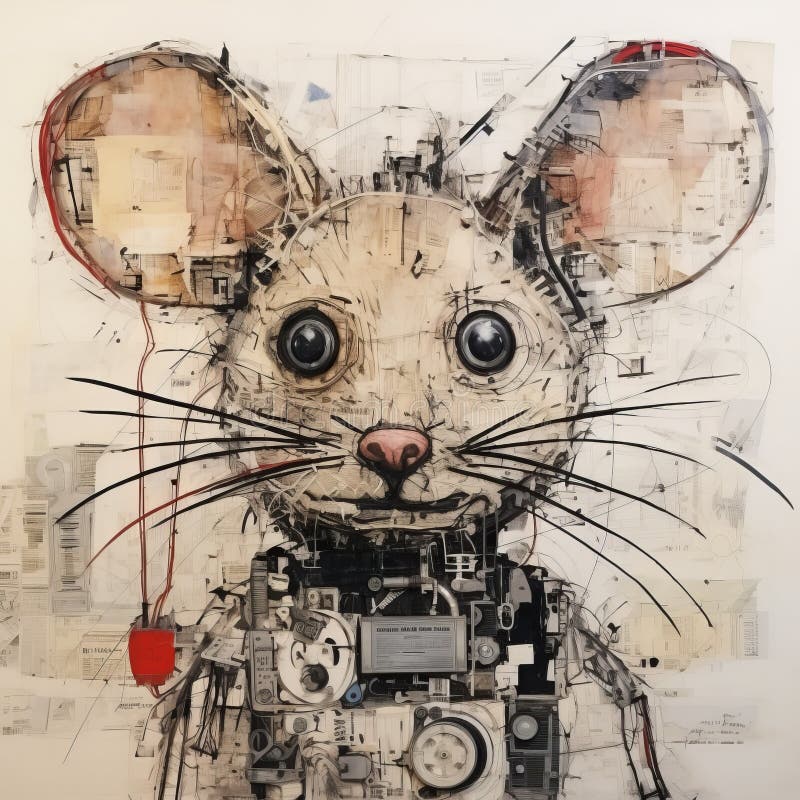 Social Media Portraiture: a Dark, White, and Red Robot Mouse Painting ...