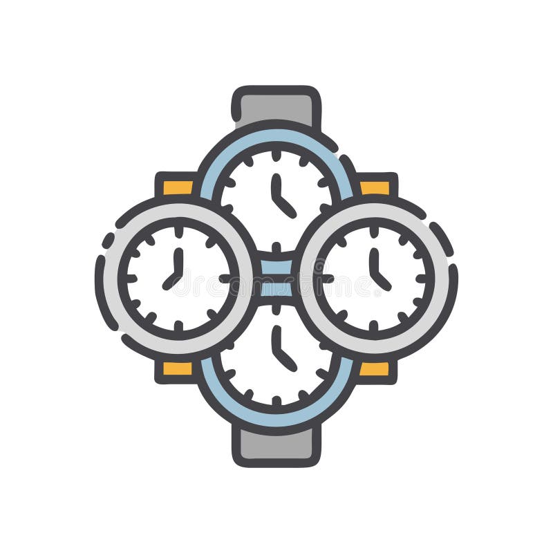 Unique Multi-Dial Watch Design Stock Illustration - Illustration of ...