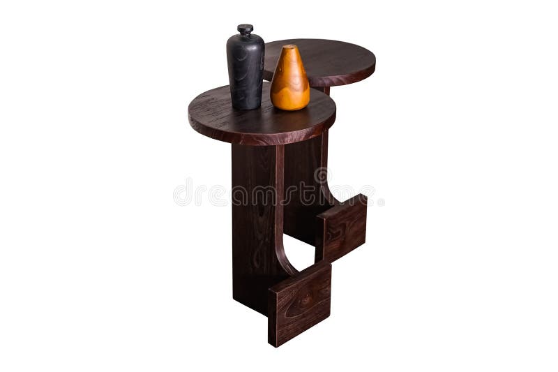 Unique Multi-Tiered Wood Side Table with Magazine Holders Stock Image ...