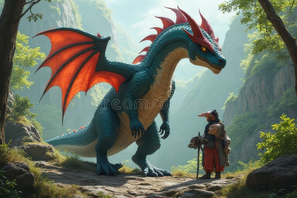 Unique Mutant Dragon in a Fantastical Setting Stock Illustration ...