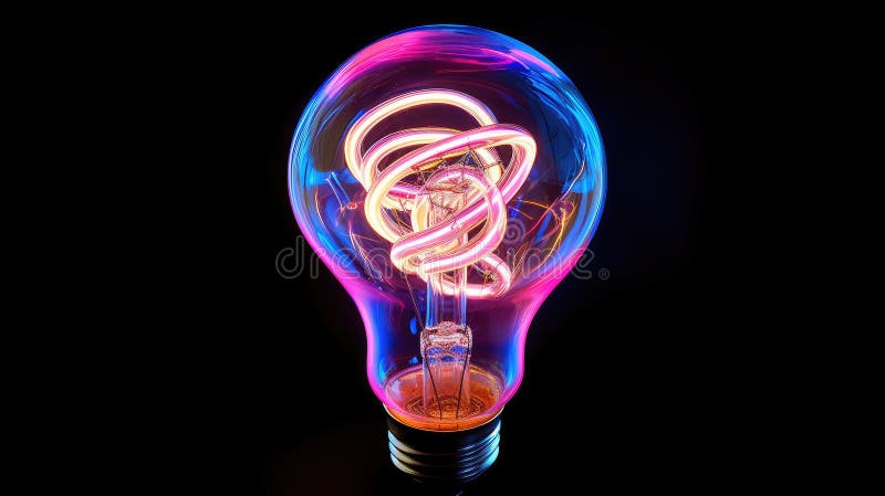 Unique neon light bulb stock illustration. Illustration of vibrant ...
