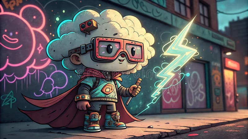 Unique NFT Mascot with Cloud Head in Doodle Style Stock Illustration ...