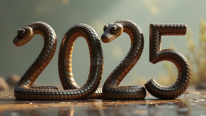The Unique Number 2025 is Creatively Represented by Snakes Stock ...