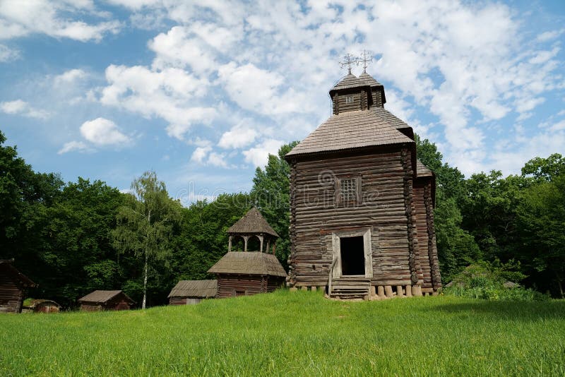 Unique Old Rustic Wooden Temple and Beautiful Clouds Stock Photo ...