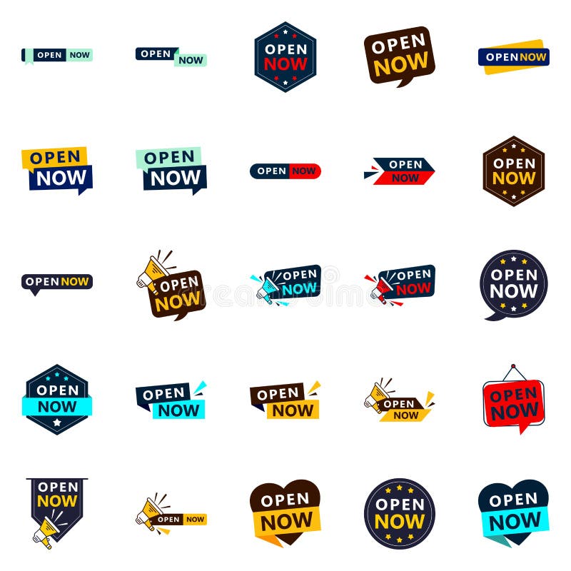 25 Unique Open Now Banners for Your Business Stock Vector ...