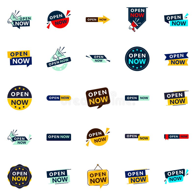 25 Unique Open Now Banners for Your Business Stock Vector ...