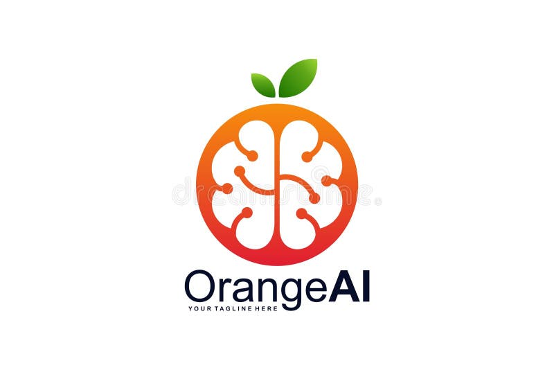 Unique Orange Fruit and Brain Logo Design Symbolizing Artificial ...