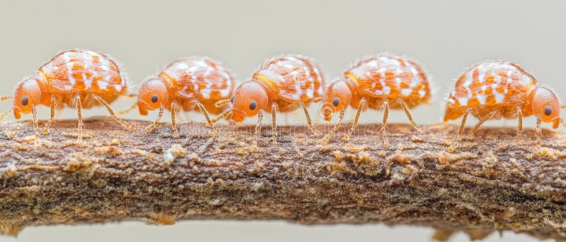 Unique Orange Insects Lined on a Branch Stock Image - Image of ...
