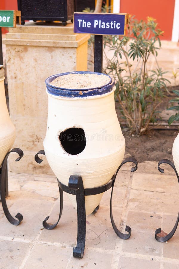 Unique Outdoor Ceramic Waste Bin Specifically Labeled the Plastic for ...