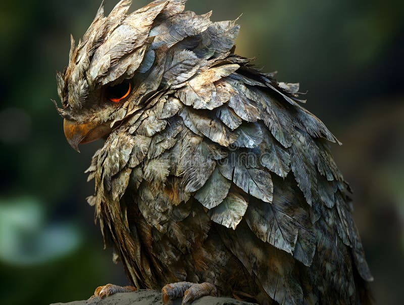 Unique Owl with Mottled Feather Patterns, Natural Habitat Stock ...