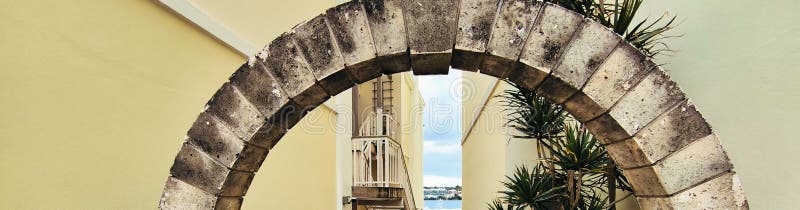 A Unique Look at a Bermuda Moongate Stock Photo - Image of arch, vista ...