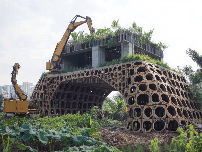 A Unique, Partially Green Concrete Structure with a Honeycomb Design ...