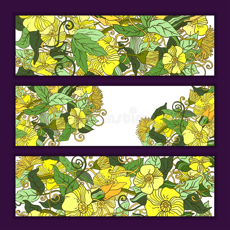 Unique Pattern Card Set with Art Flowers. Stock Vector - Illustration ...