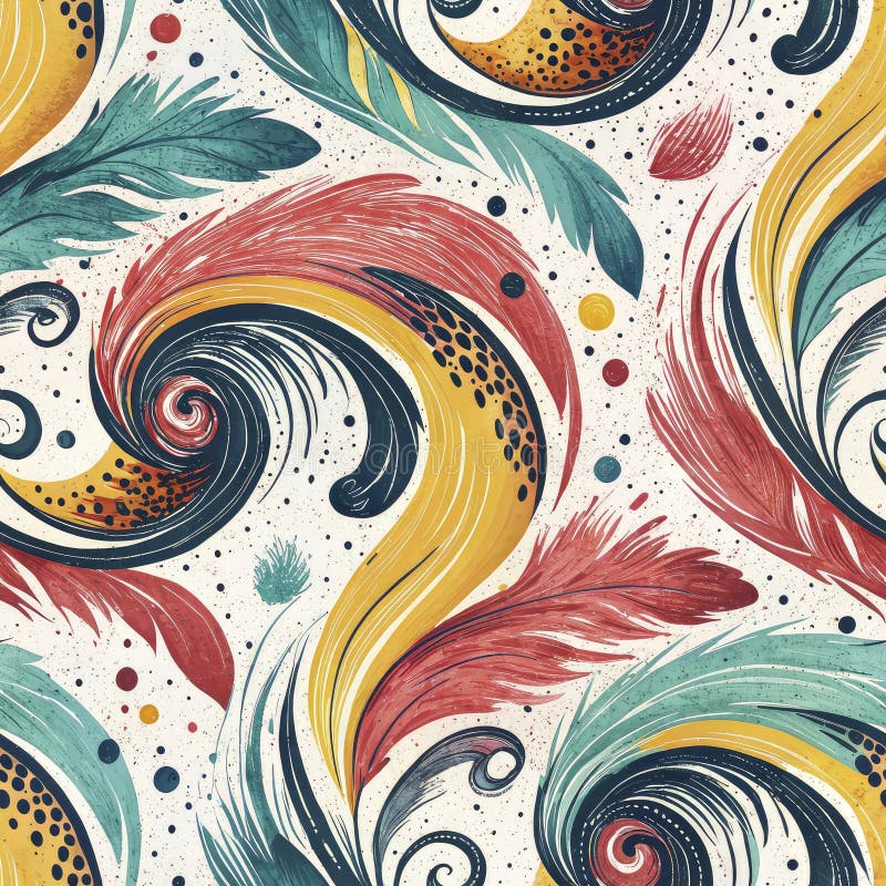 Bold Abstract Brushstroke Patterns in Vibrant Colors Stock Illustration ...