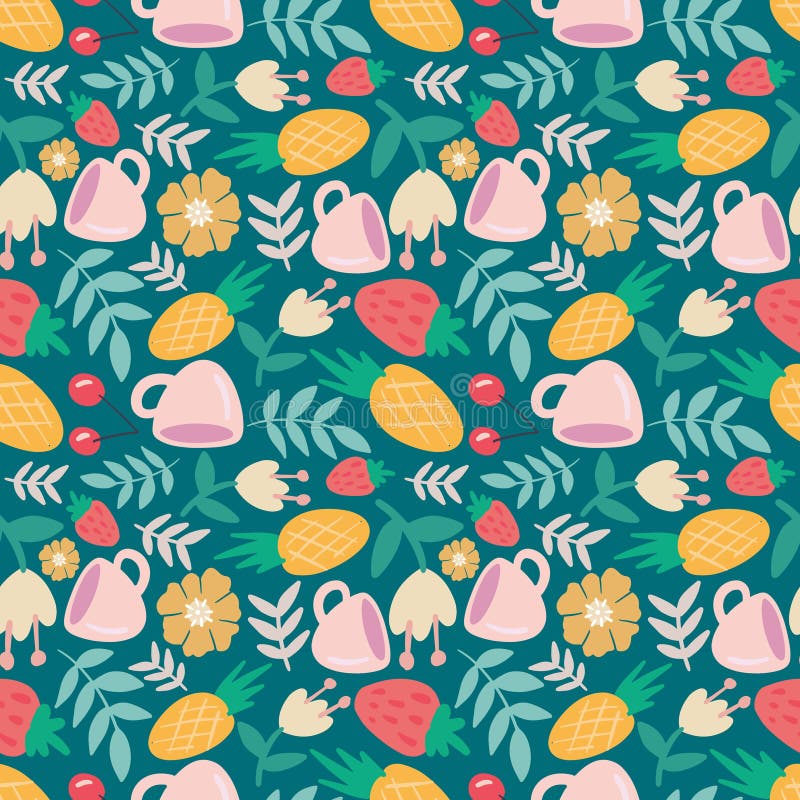 Unique Pattern of Food and Cup Stock Vector - Illustration of abstract ...