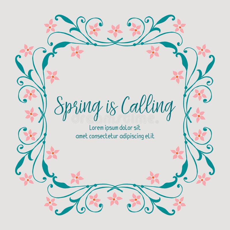 Unique Pattern of Leaf and Floral Frame, for Spring Calling Greeting ...