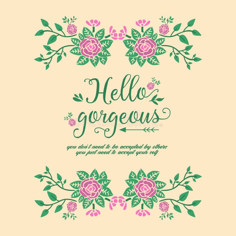 Unique Pattern of Leaf and Floral Frame with Unique Style, for Hello ...