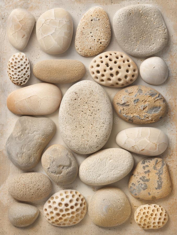 Unique Pebbles with Diverse Textures Arranged Together Stock Image ...