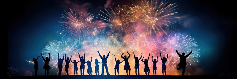Unique People Dancing Silhouettes with Firework Background.by ...