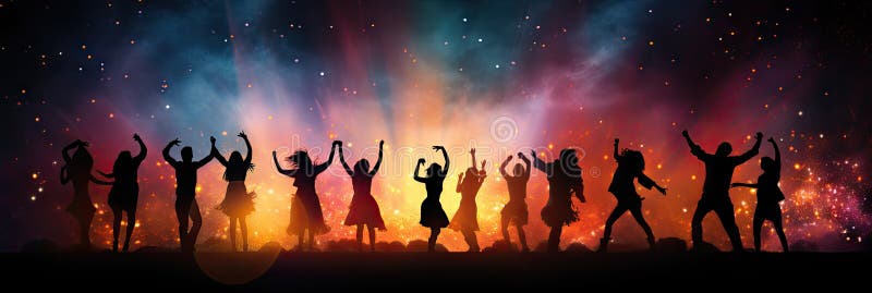 Unique People Dancing Silhouettes with Firework Background.by ...