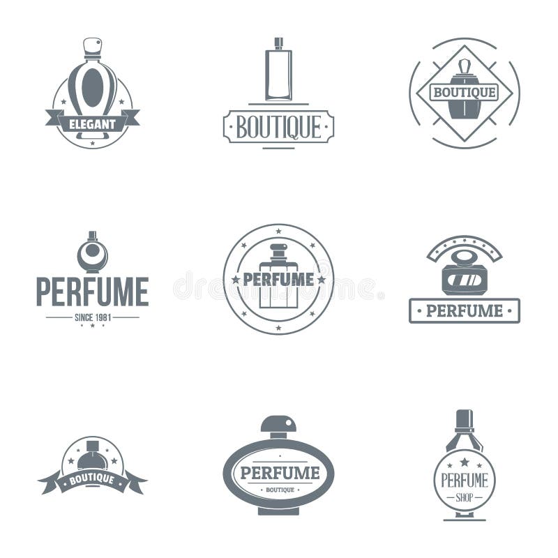 Unique Perfume Logo Set, Simple Style Stock Vector - Illustration of ...