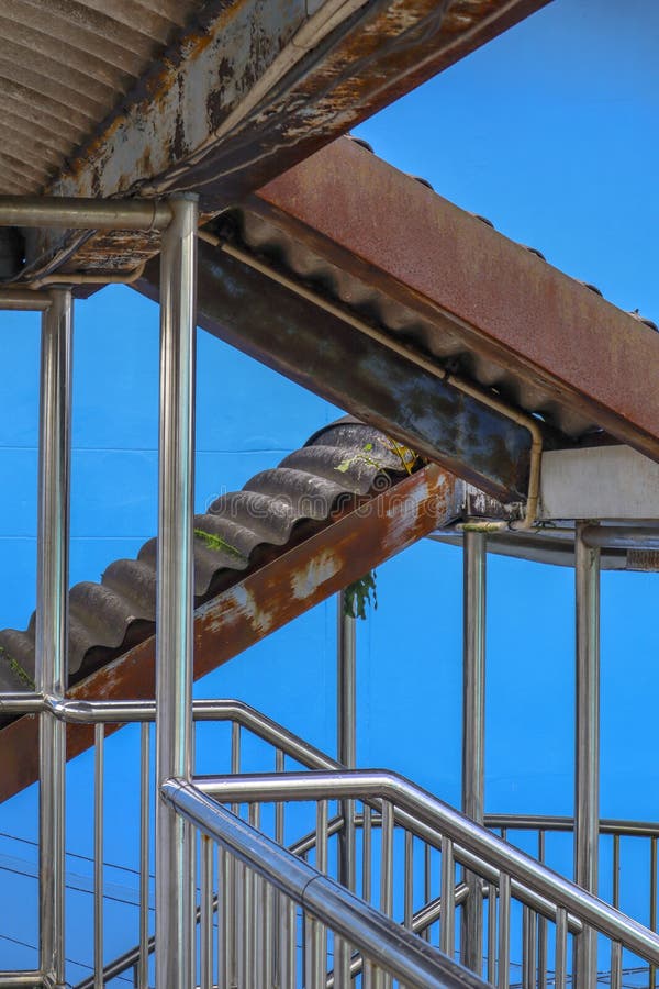Unique Perspective from Overpass with Background Bluesky Stock Photo ...