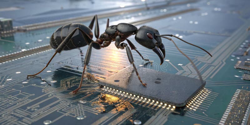 Unique Perspective of an Ant Exploring a Computer Chip in a High-tech ...