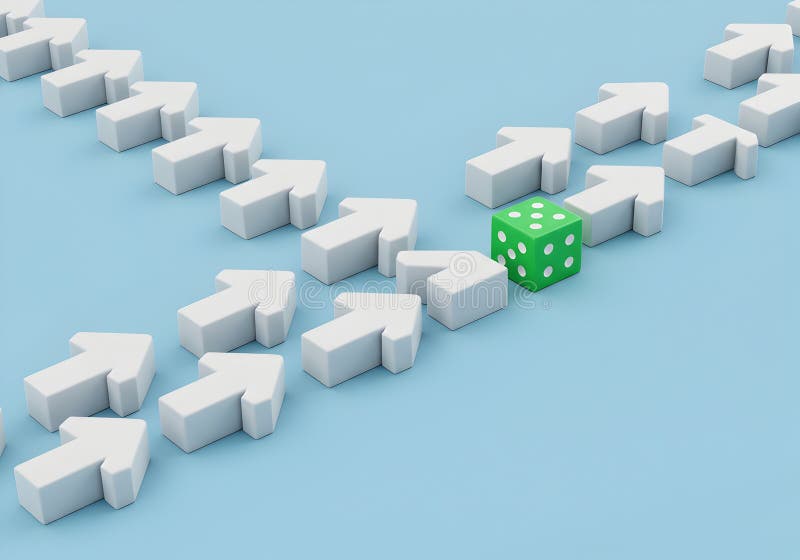 Unique Perspective Concept with Arrows and a Dice Showing Different ...